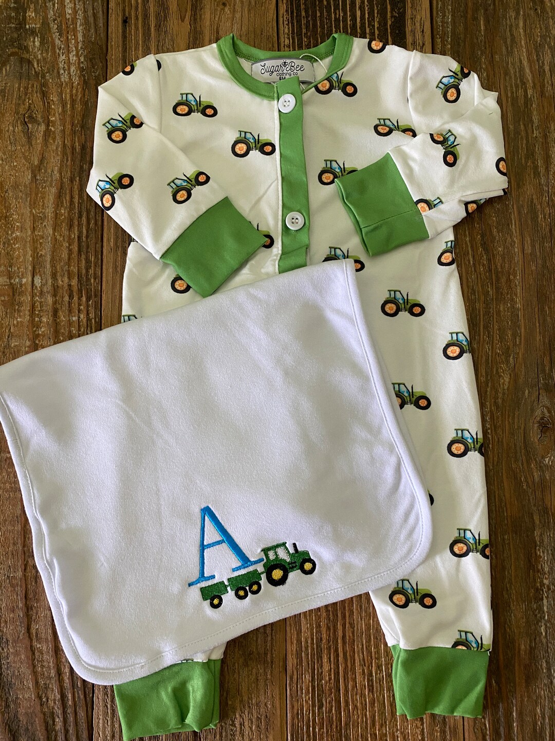 Children's Personalized Tractor Clothing Set With Optional Burp Cloth ...