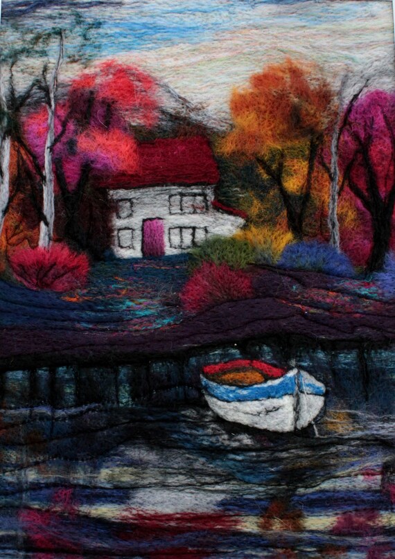 Large Felted Picture lpic11 hand made picture wet felted and needle ...