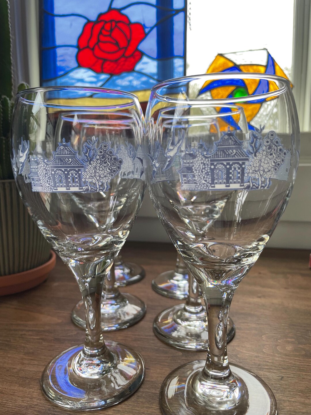 Johnson Brothers Willow Blue Goblets Set of 6 - Etsy