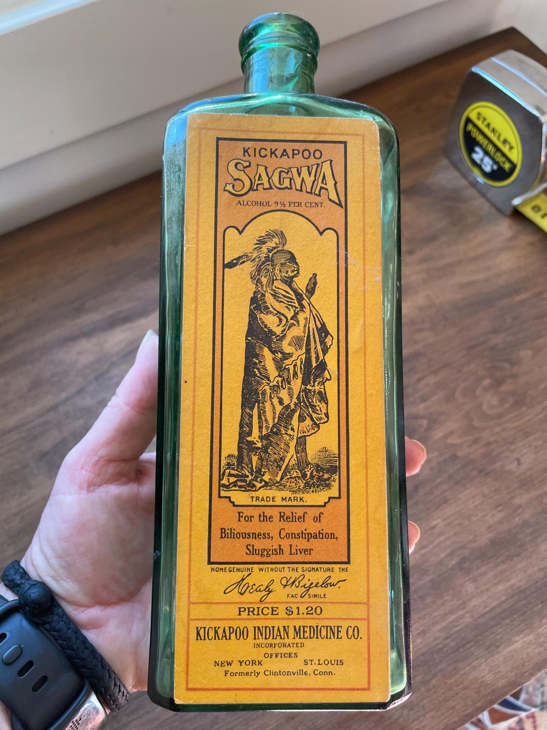 Kickapoo Sagwa Indian Co Green Glass Medicine Bottle - Etsy