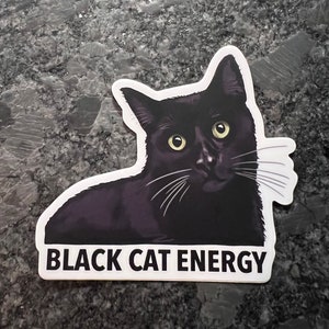 Golden Retriever/black Cat Energy Vinyl Sticker (matte Finish) - Etsy