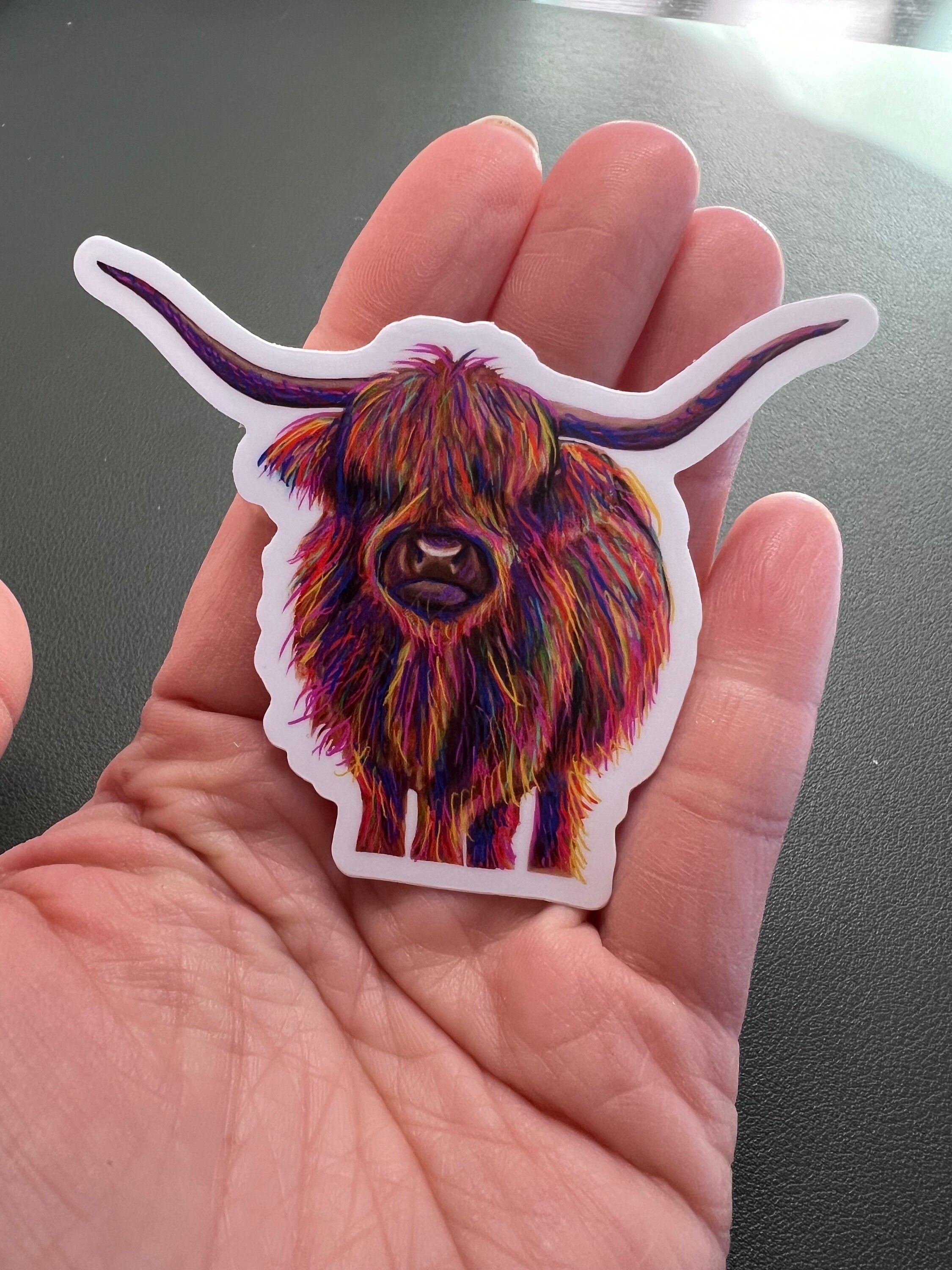 Rainbow Cow Vinyl Sticker - Etsy