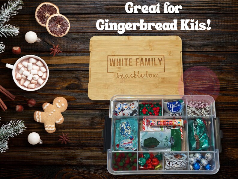 Custom Laser Engraved Bamboo Snackle Box | Personalized Snack Organizer ...