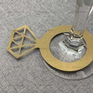 Diamond Ring Wine Glass Tags, Glitter Ring Bridal Wine Glass Tags, Wine ...