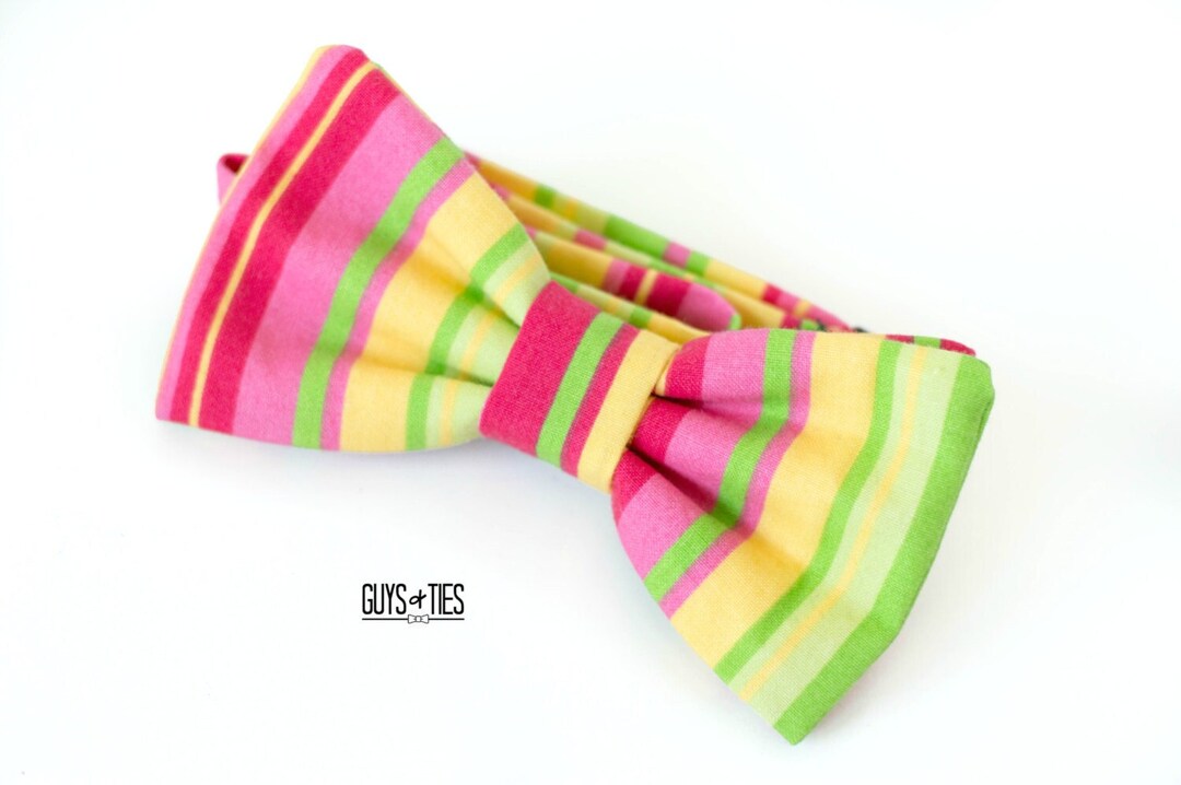 Sherbert Striped Bow Tie, Bright Colored Bow Tie for Men, Fun Kids ...