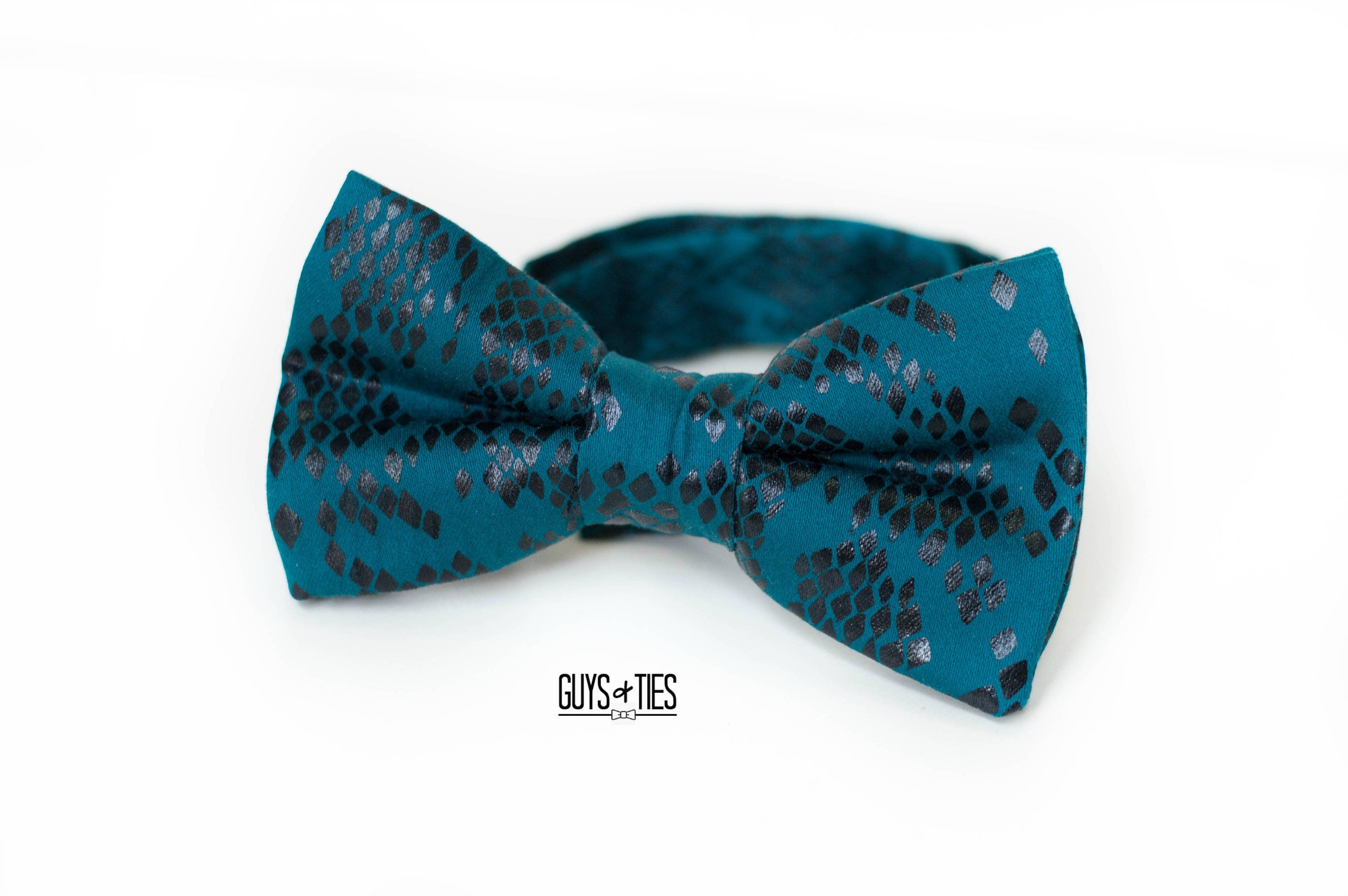 Teal Snake Print Bow Tie Mens Animal Print Bow Ties Snakes | Etsy