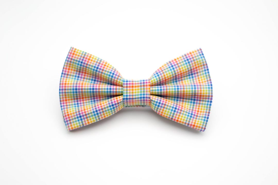 Rainbow Plaid Bow Tie, Spring Mini Checkered Bow Ties, Father and Son ...