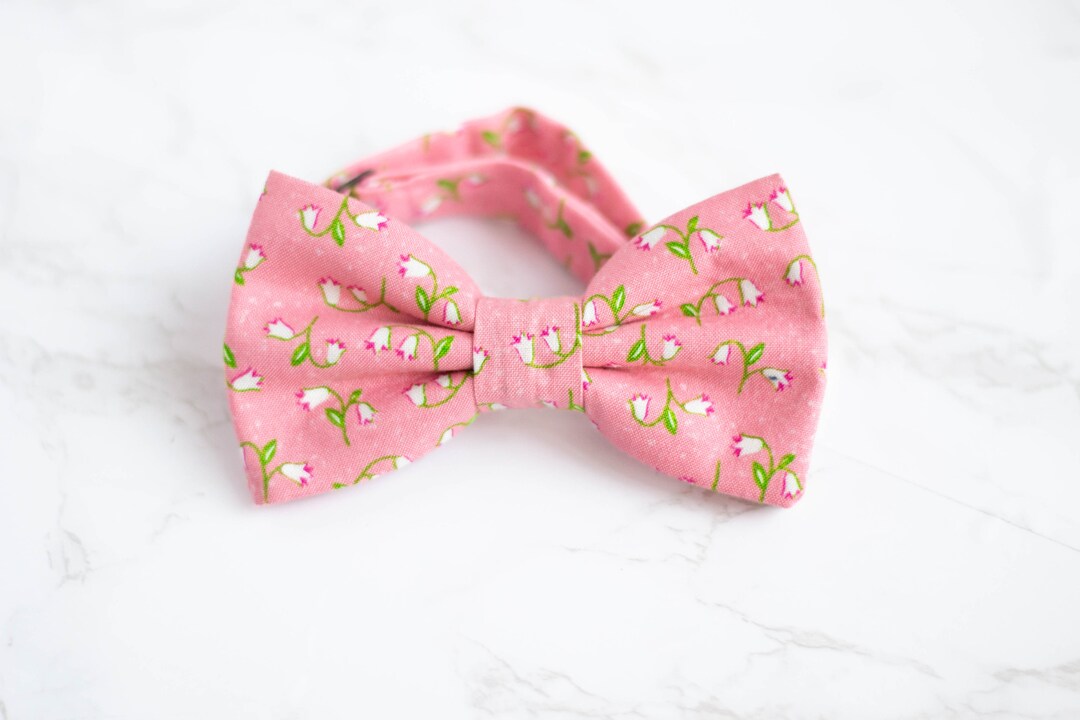 Coral Pink Tiny Flowers Bow Tie, Spring Ties, Pastel Floral Bowtie for ...