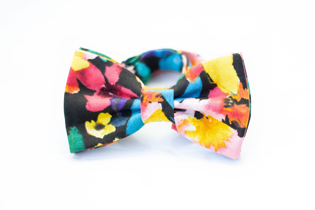 Garden Floral Bow Tie, Colorful Flower Bow Ties, Watercolor Floral ...