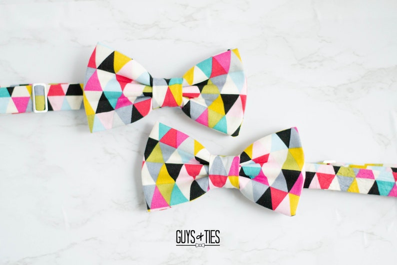Colorful Geometric Bow Tie, Mens Triangle Bowtie, Funky Bow Ties ...