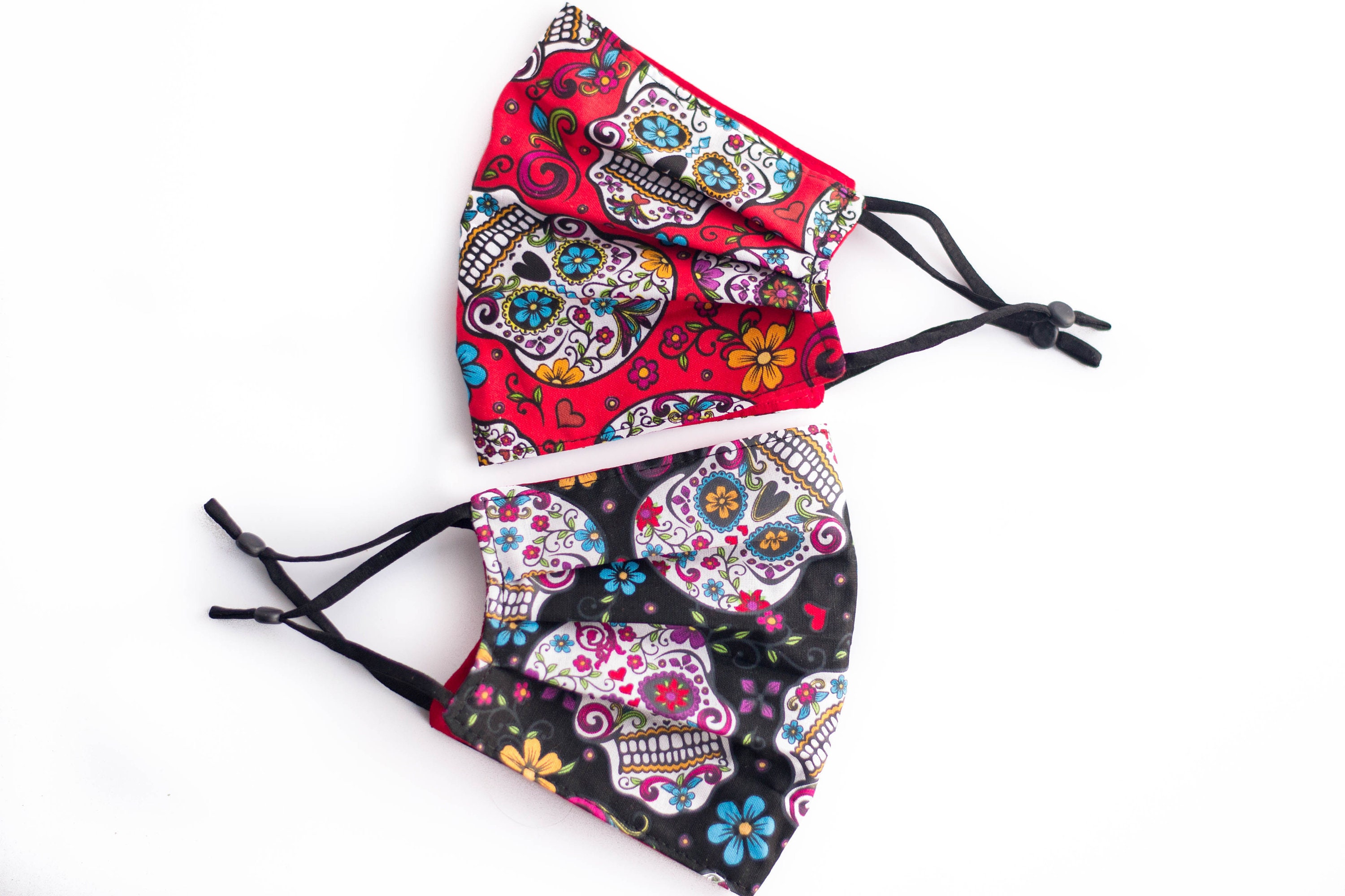 Sugar skull face mask adjustable face masks 2 pack Mexican | Etsy