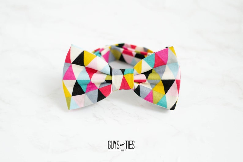 Colorful Geometric Bow Tie, Mens Triangle Bowtie, Funky Bow Ties ...