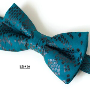 Teal Snake Print Bow Tie, Mens Animal Print Bow Ties, Python Pattern ...