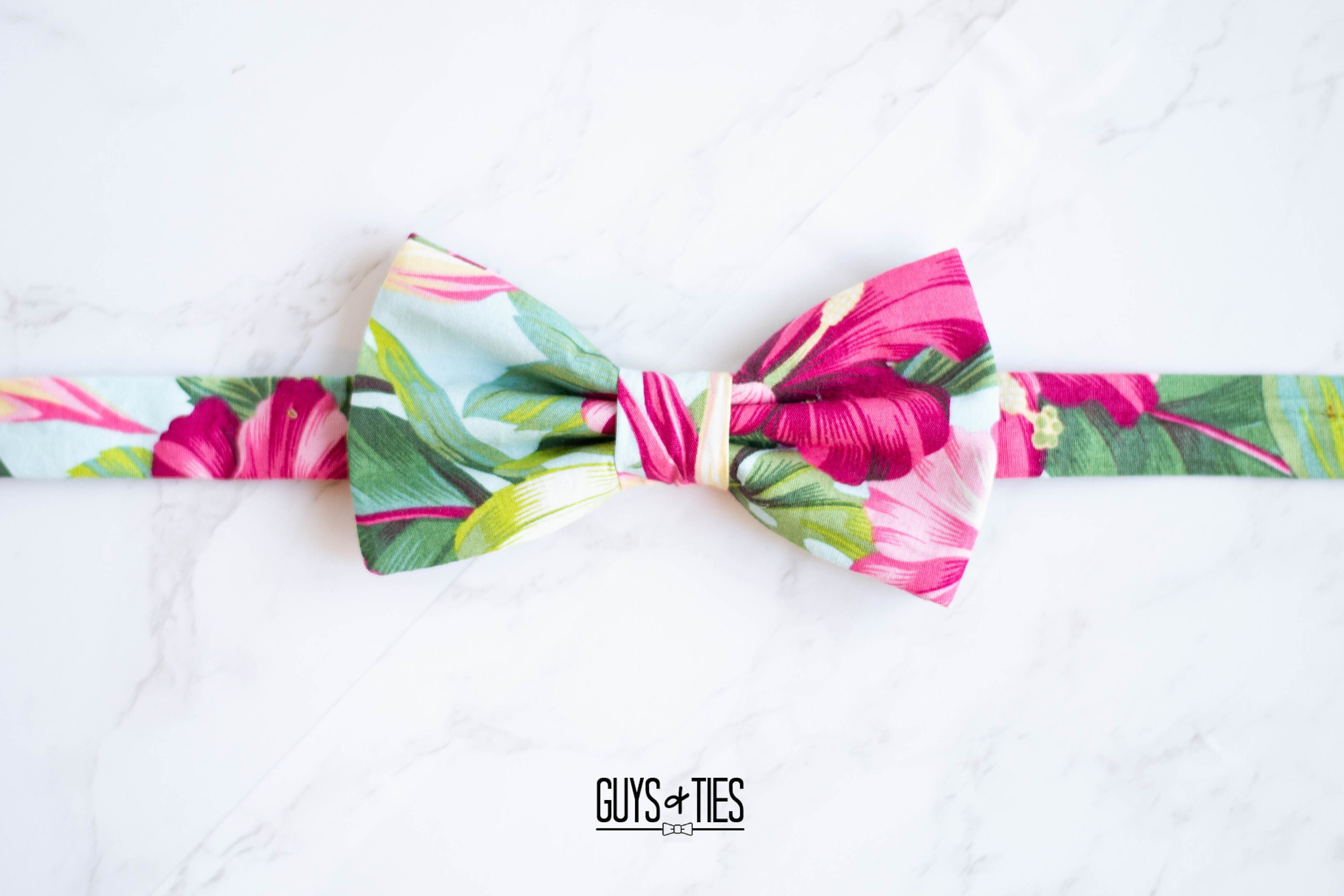 Tropical Hawaiian Bow Tie, Colorful Floral Mens Bowtie, Hibiscus Self ...