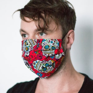 Sugar Skull Face Mask, Adjustable Face Masks, 2 Pack, Mexican Fashion ...