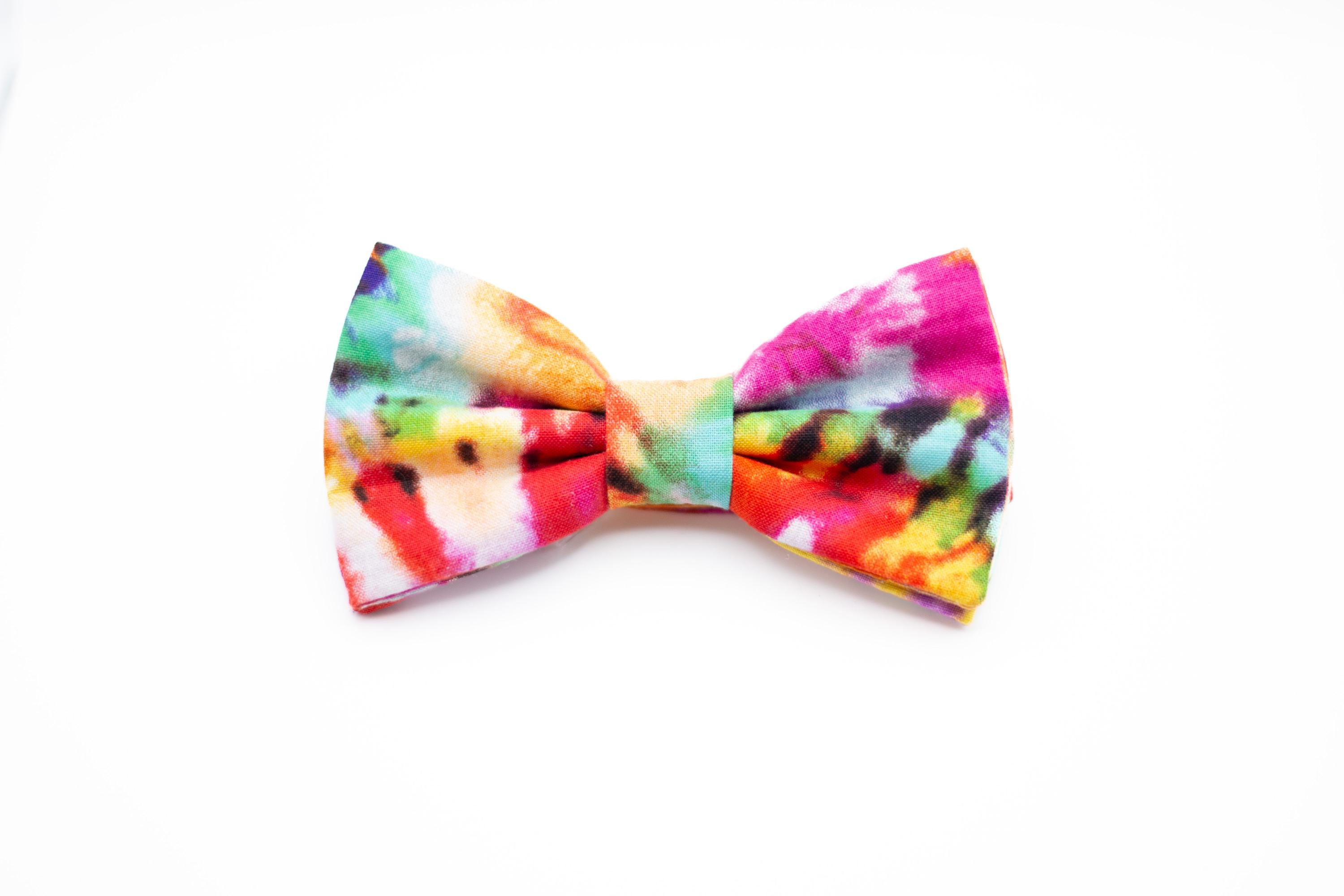 Rainbow Tie Dye Bow Tie, Unique Bow Ties for Men, Colorful Hippie ...