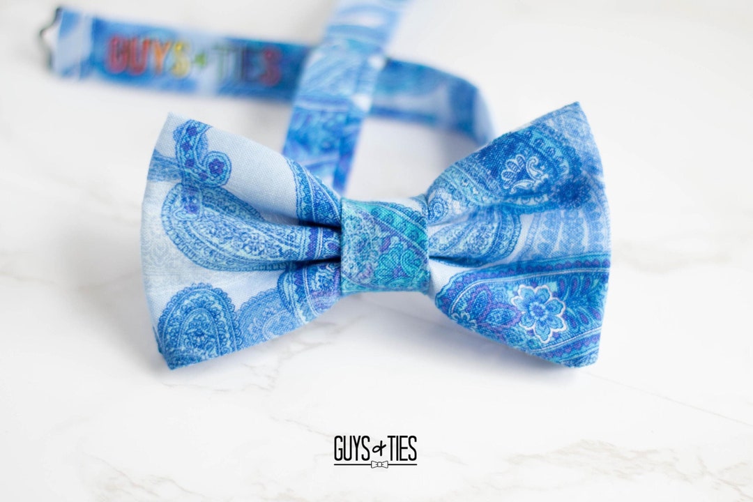 Light Blue Paisley Bow Tie, Easter Pastel Bow Tie, Blue Bowties for Men ...