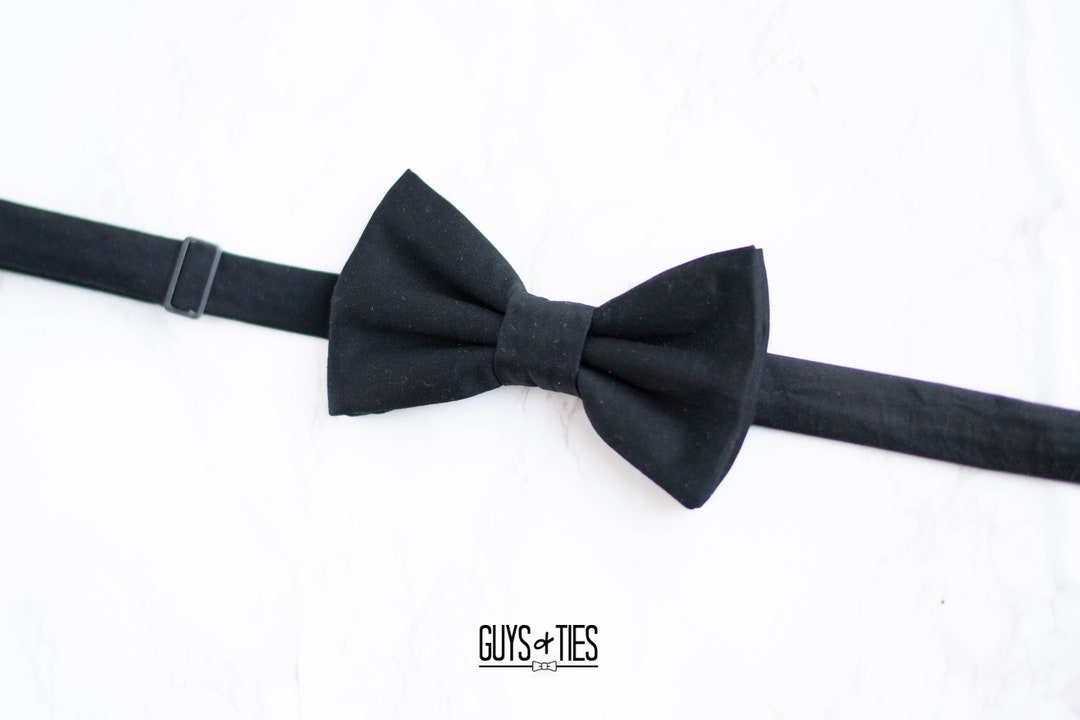 Classic Black Bow Tie, Fancy Tuxedo Bow Ties for Men, Solid Black ...