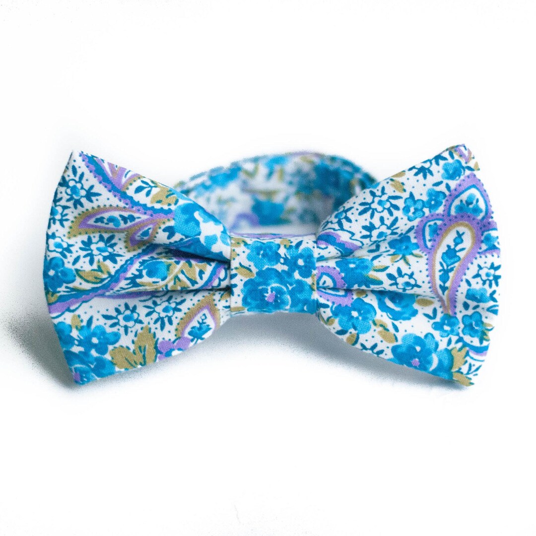Blue and Purple Paisley Bow Tie, Easter Bow Ties, Mens Floral Bow Ties, Toddler Bowtie, Antique ...