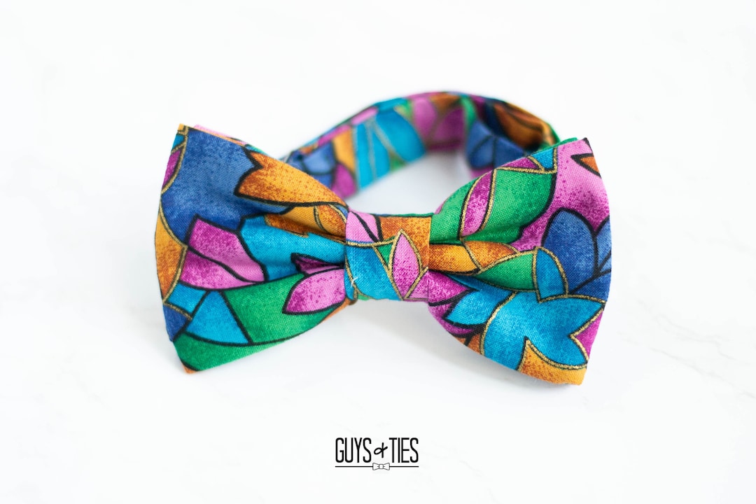 Artsy Floral Bow Tie, Colorful 90s Design Bow Ties, Flower Bowties for ...