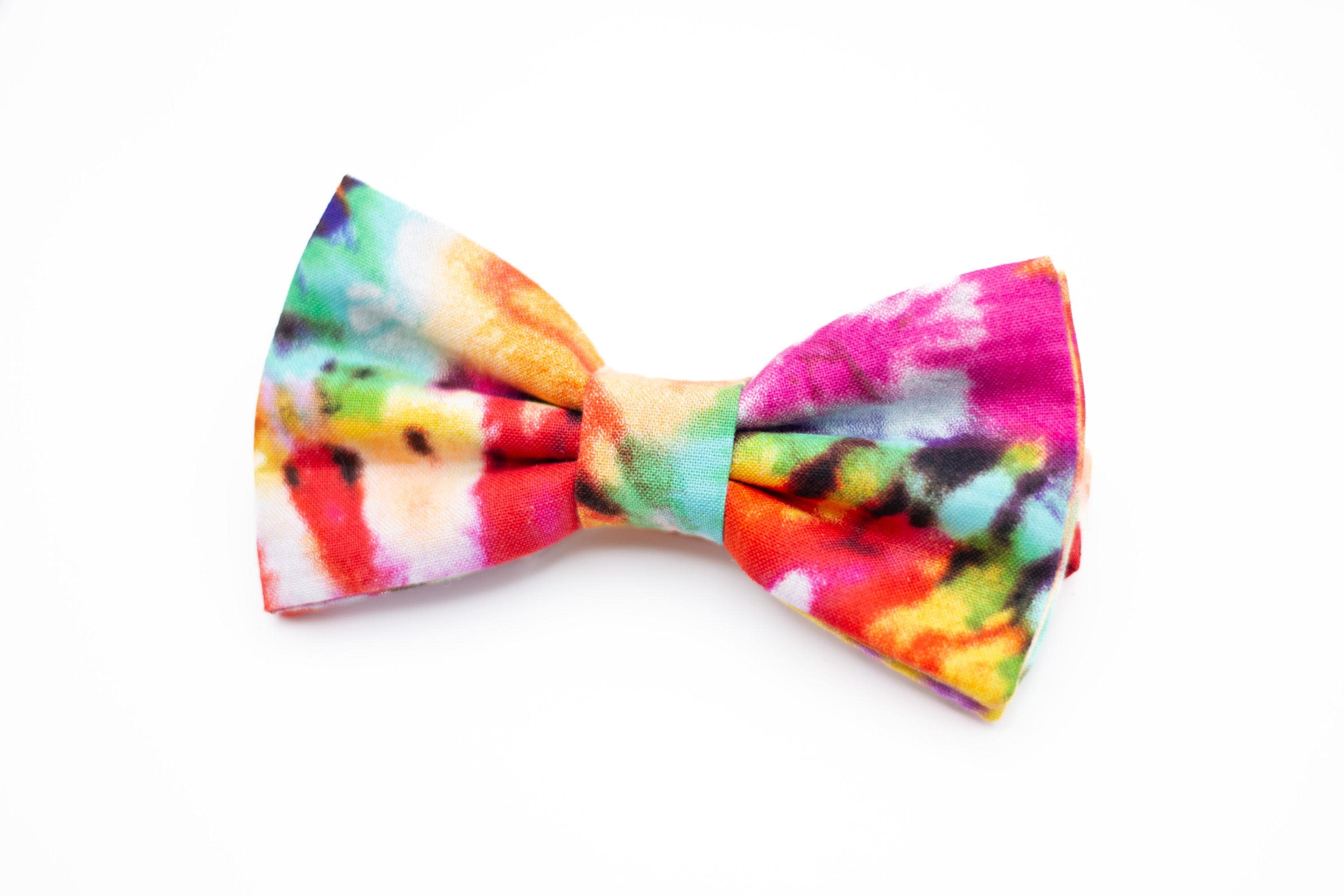 Rainbow Tie Dye Bow Tie, Unique Bow Ties for Men, Colorful Hippie ...