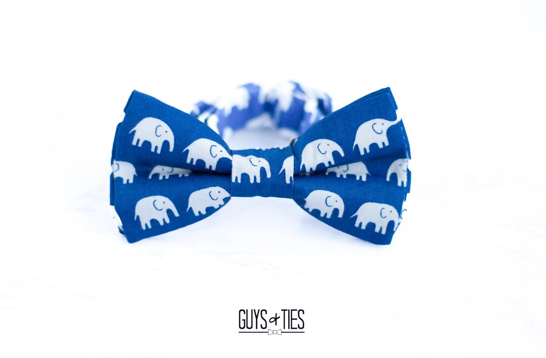 Mini Elephant Bow Tie for Kids, Blue and White Bowties, Boys Animal ...