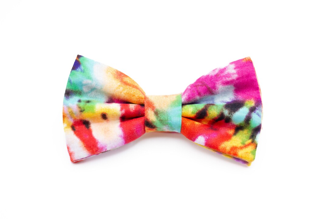 Rainbow Tie Dye Bow Tie, Unique Bow Ties for Men, Colorful Hippie ...