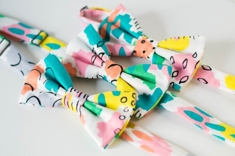 Colorful Bow Tie, 80s Bow Tie, Pre Tied Self Tie, Fun Bow Ties, Rainbow ...