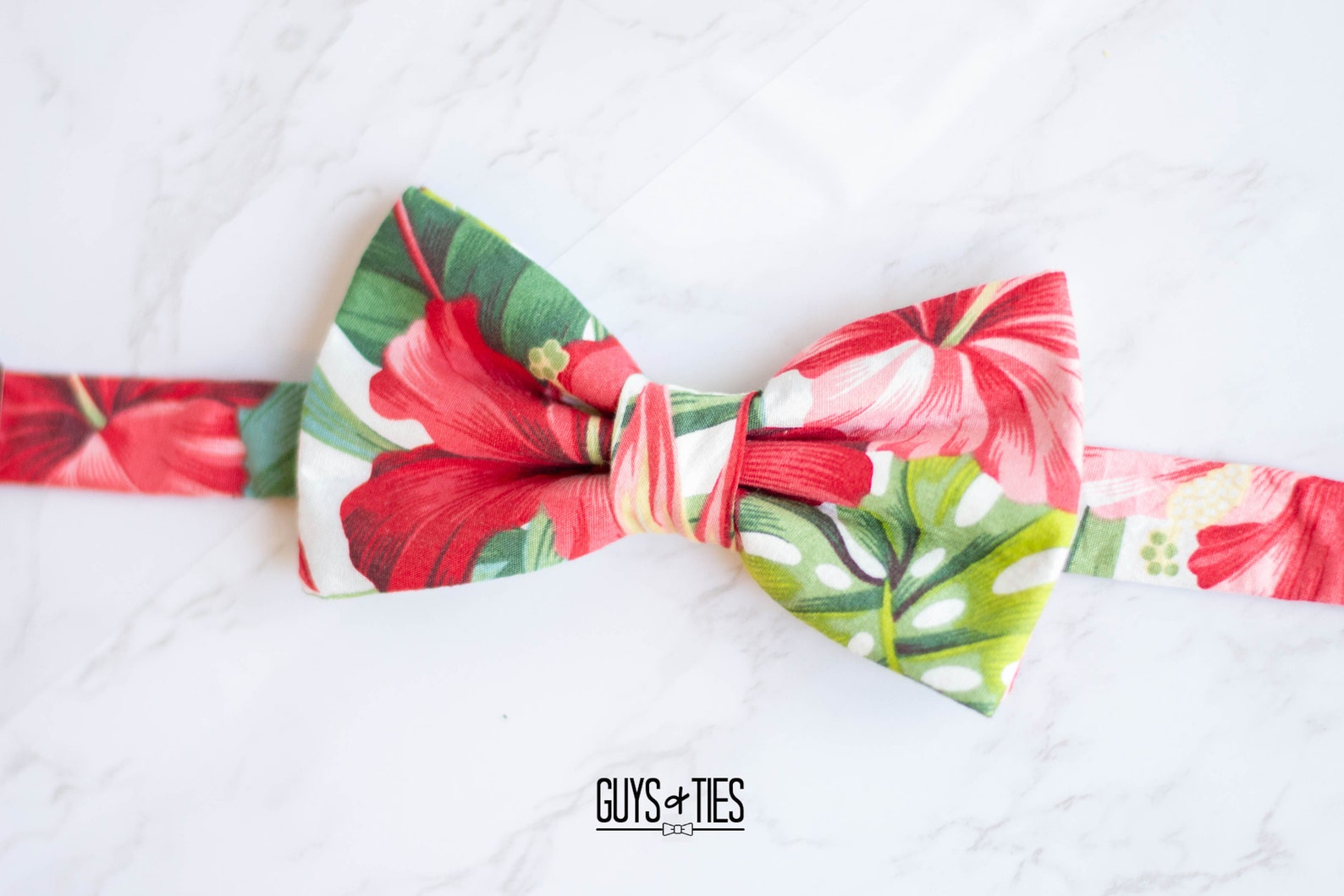 Tropical Hawaiian Bow Tie, Colorful Floral Mens Bowtie, Hibiscus Self ...