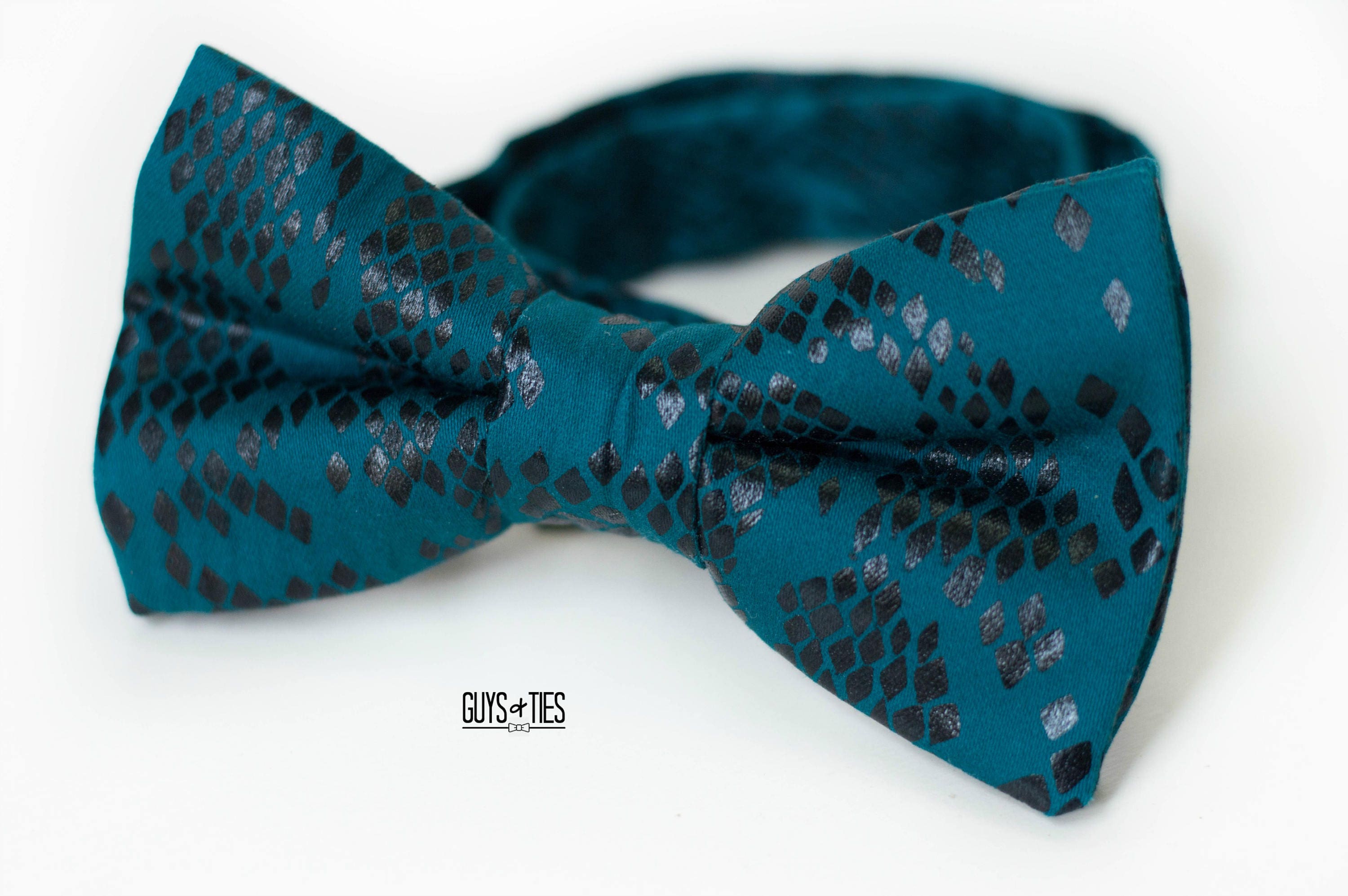 Teal Snake Print Bow Tie Mens Animal Print Bow Ties Snakes | Etsy