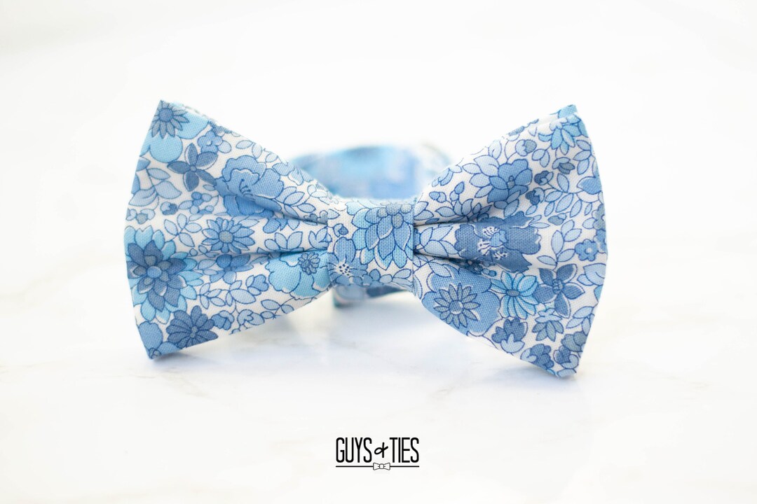 Blue Ditzy Floral Bow Tie, Tiny Flower Bow Ties for Men, Boys Dusty ...