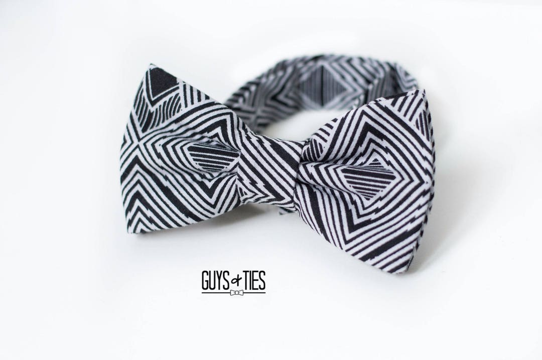 Black Gray Geometric Bow Tie, Mens Diamond Bowties, Unique Gray Kids ...