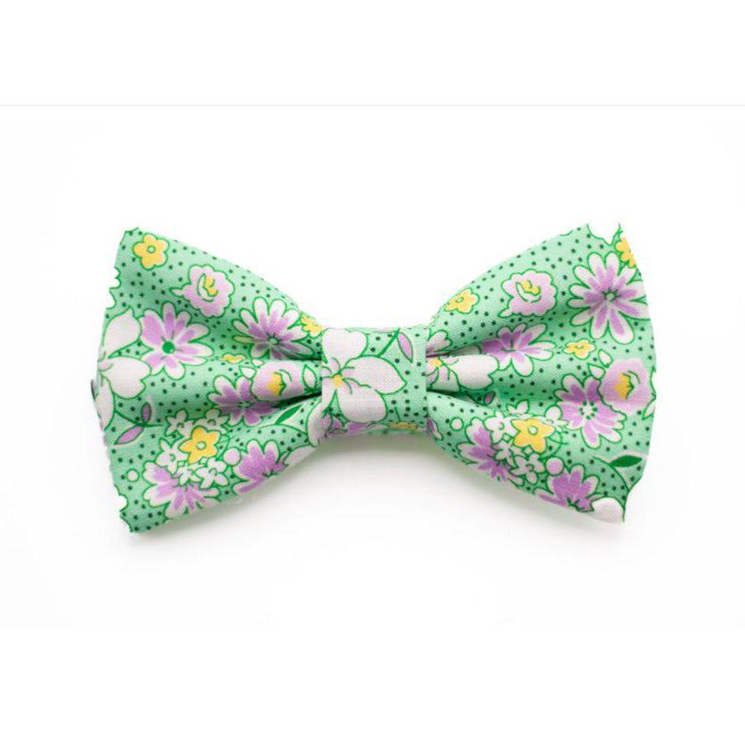 Pastel Green Floral Bow Tie, Spring Bow Ties for Men, Lilac and Yellow ...