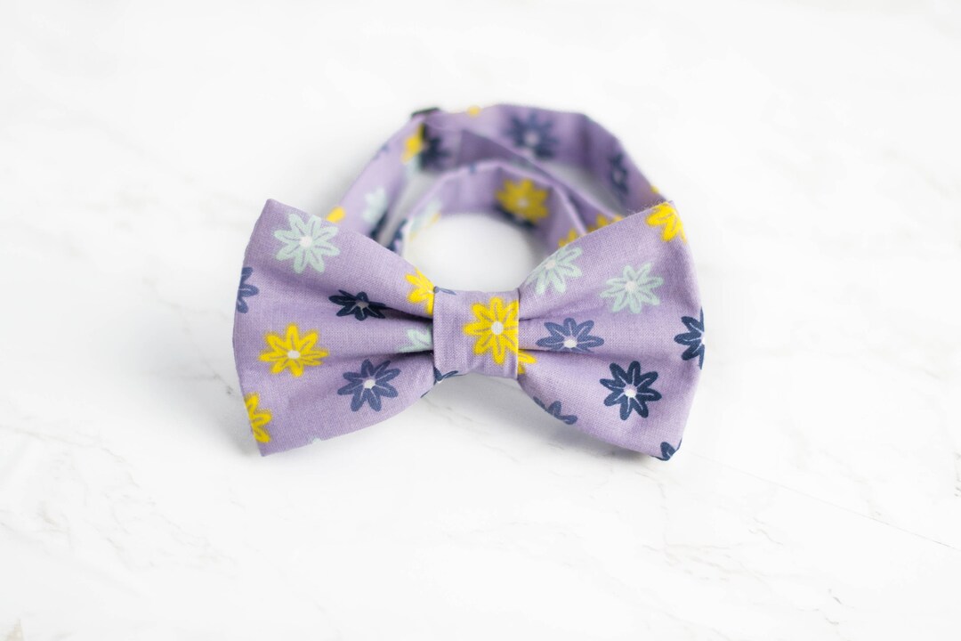 Lavender Floral Bow Tie, Daisy Flower Bow Tie, Purple Bowtie for Men ...