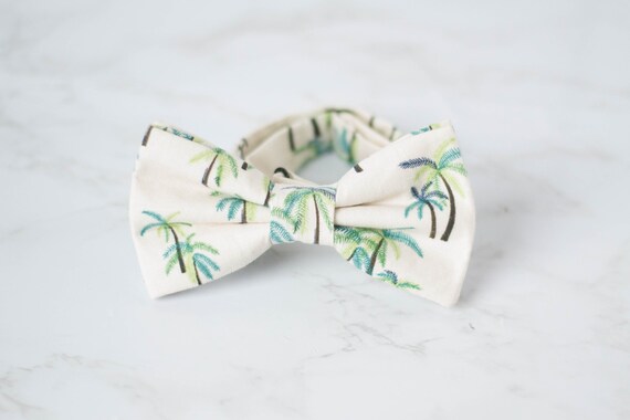 Ivory Palm Tree Bow Tie Tropical Bow Tie Fun Hawaiian - Etsy