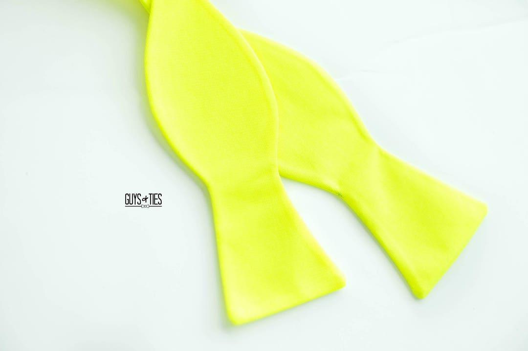 Neon Yellow Self Tie Bow Tie, Highlighter Bow Ties, Fun Bowties for Men ...