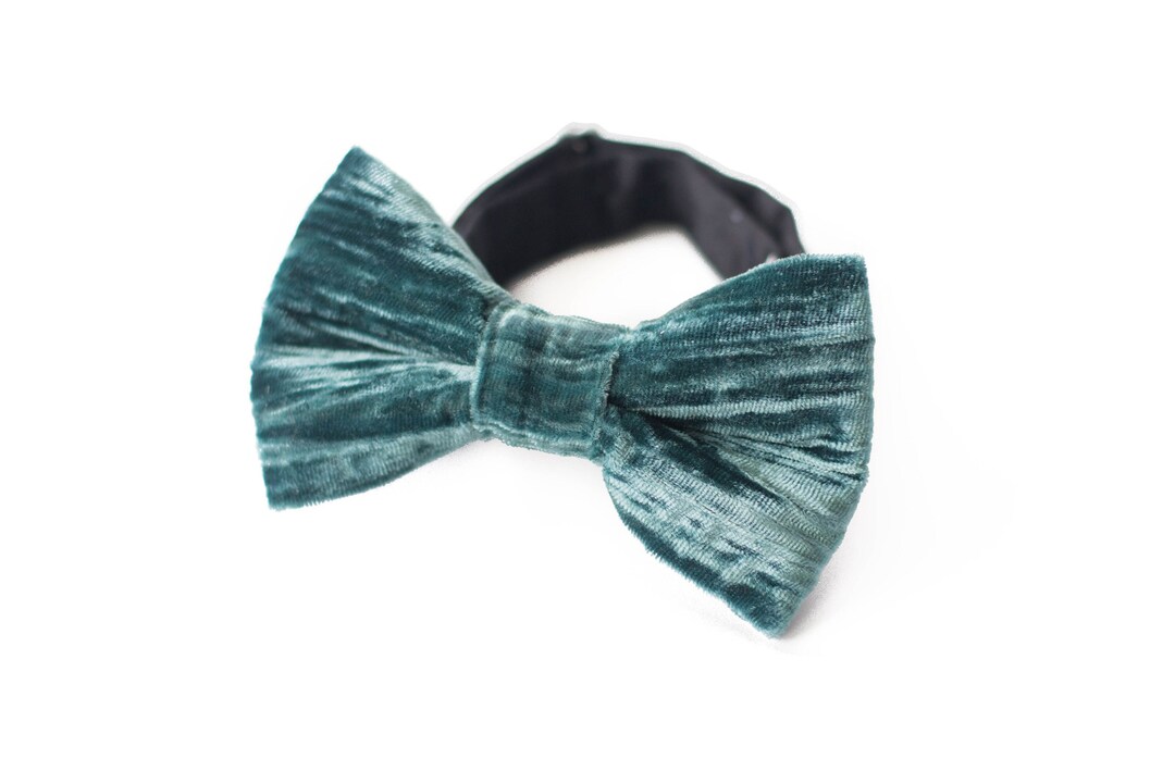 Sage Green Textured Velvet Bow Tie, Wedding Velveteen Bow Ties, Mens ...