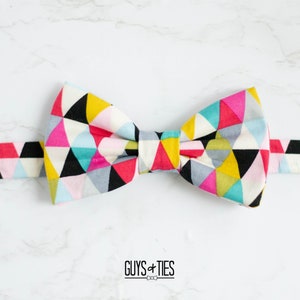 Colorful Geometric Bow Tie, Mens Triangle Bowtie, Funky Bow Ties ...