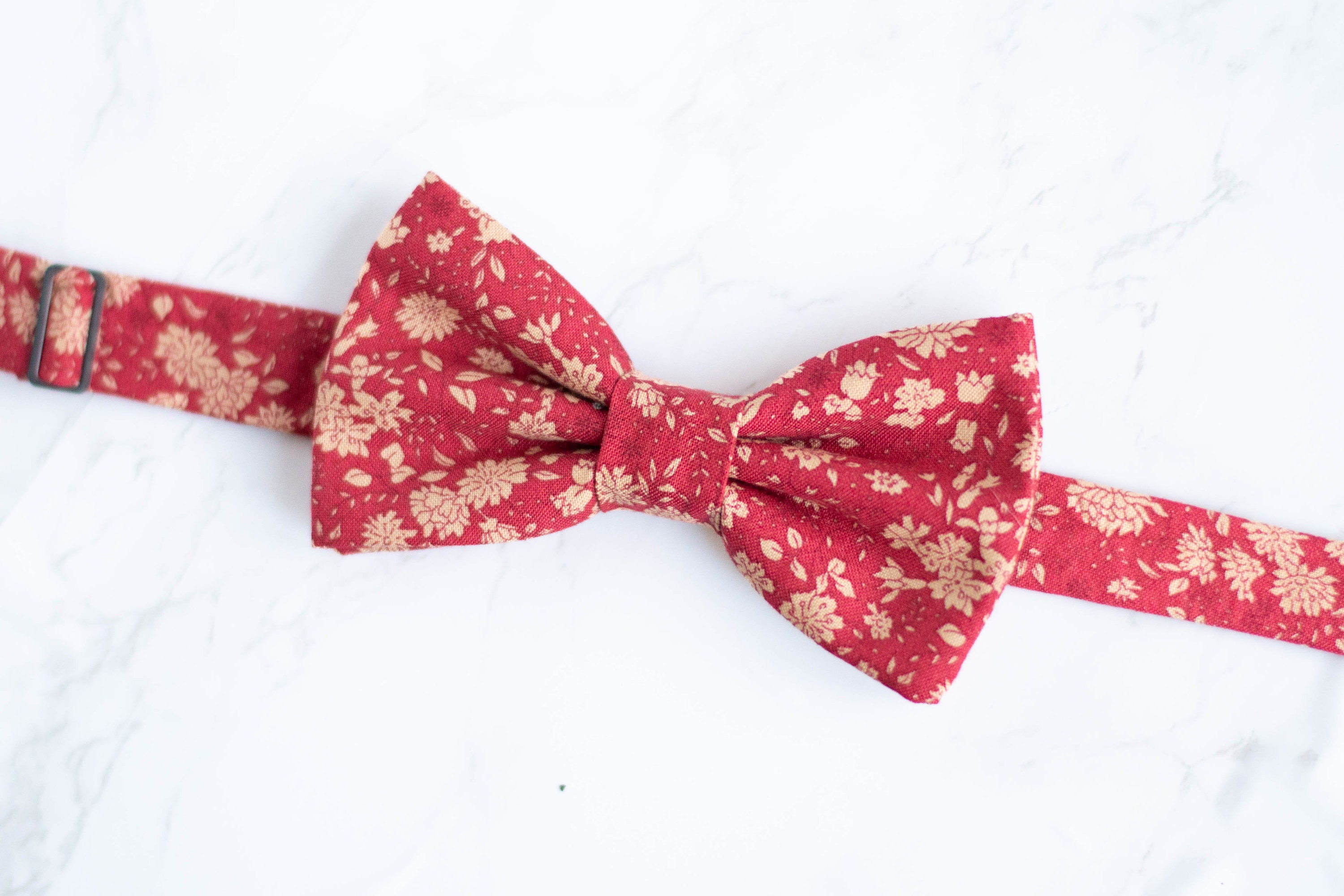 Red and Tan Country Floral Bow Tie, Vintage Bow Ties for Men, Rustic ...