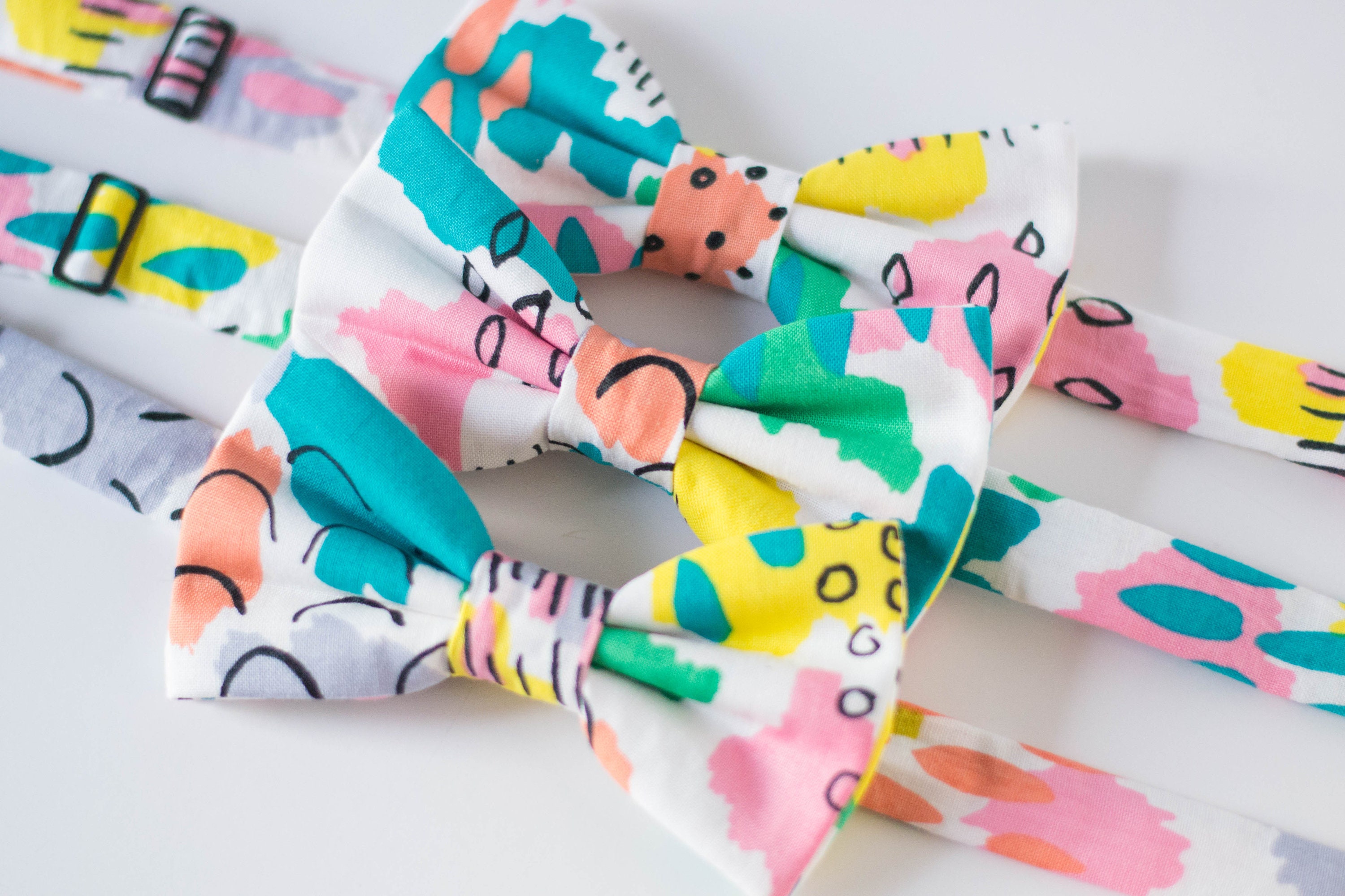 Colorful Bow Tie, 80s Bow Tie, Pre Tied Self Tie, Fun Bow Ties, Rainbow ...