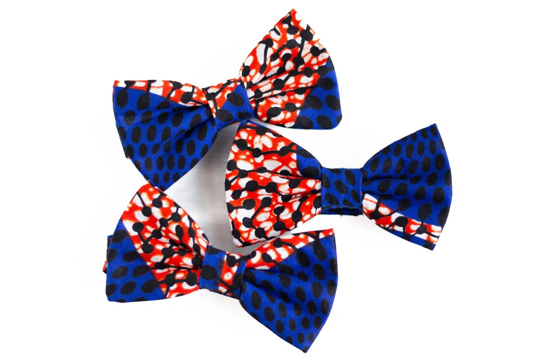 Royal Blue Design Pre Tied Bow Tie, Dark Orange Black Abstract Pattern ...