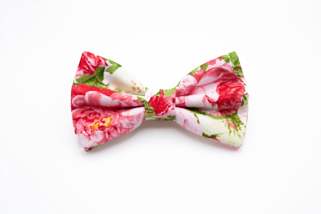 Red Peony Bow Tie, Garden Floral Bowtie, Mens Ivory Pink Bowtie, Spring ...