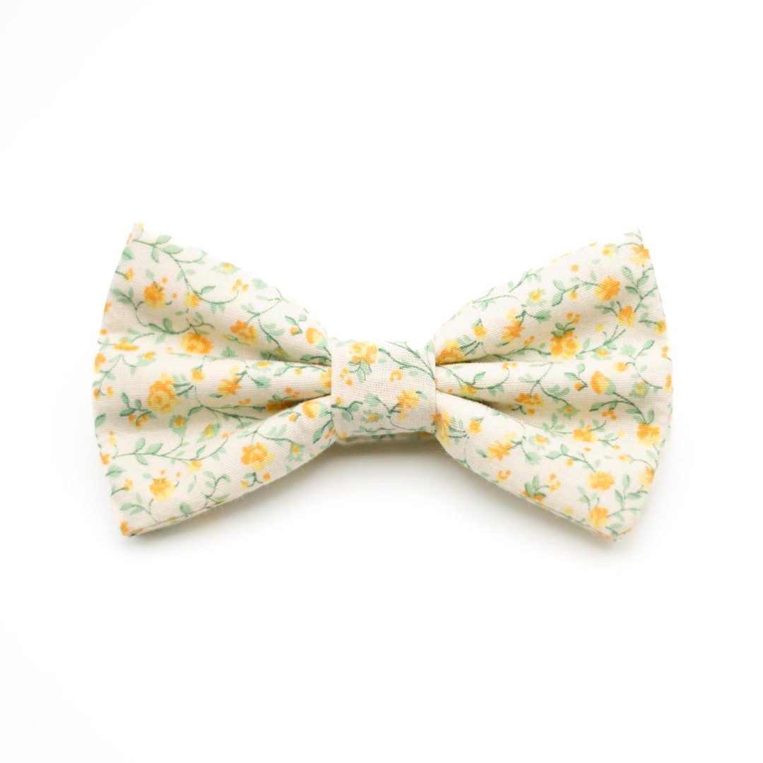 Pastel Yellow Floral Bow Tie, Spring Bow Ties for Men Kids Boys, Spring ...