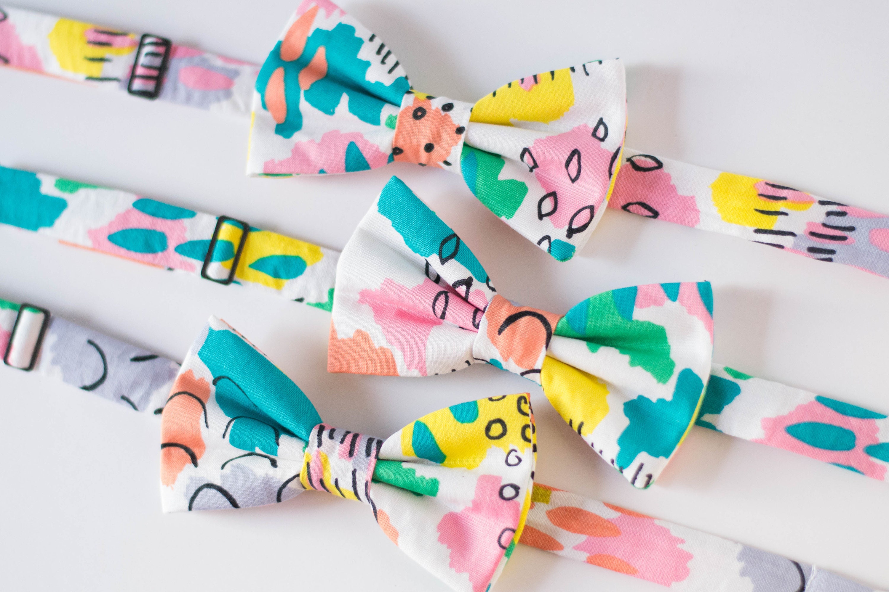 Colorful Bow Tie, 80s Bow Tie, Pre Tied Self Tie, Fun Bow Ties, Rainbow ...