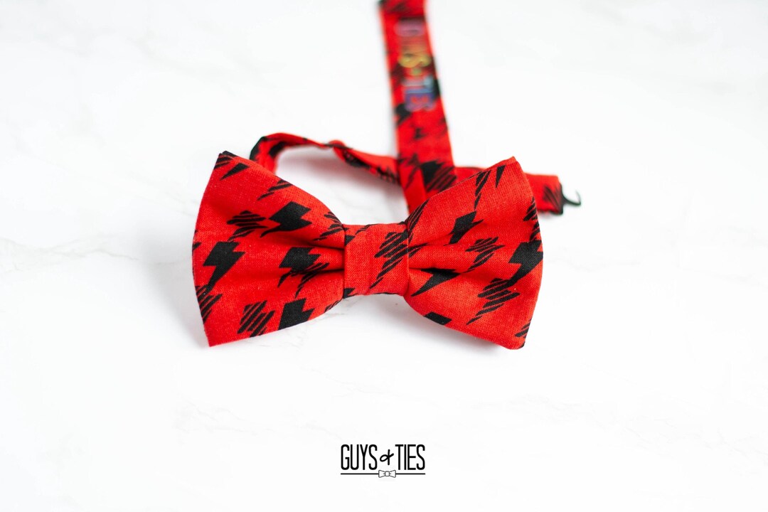 Red and Black Lightning Bolt Bow Tie, Bright Red Thunder Bow Ties for ...