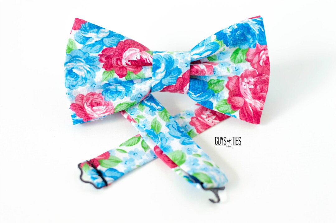 Red White and Blue Floral Bow Tie, Roses Bowties for Men, Patriotic ...