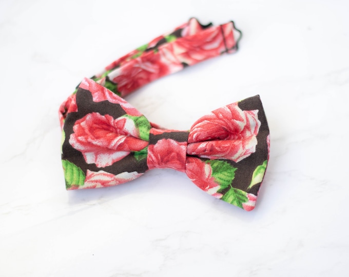 Rose Floral Bow Tie, Kentucky Derby Bowties, Bow Ties for Men, Wedding ...