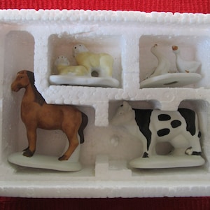 Lemax Village Collection Porcelain Farm Animal Set of 4 1993 Also Train ...
