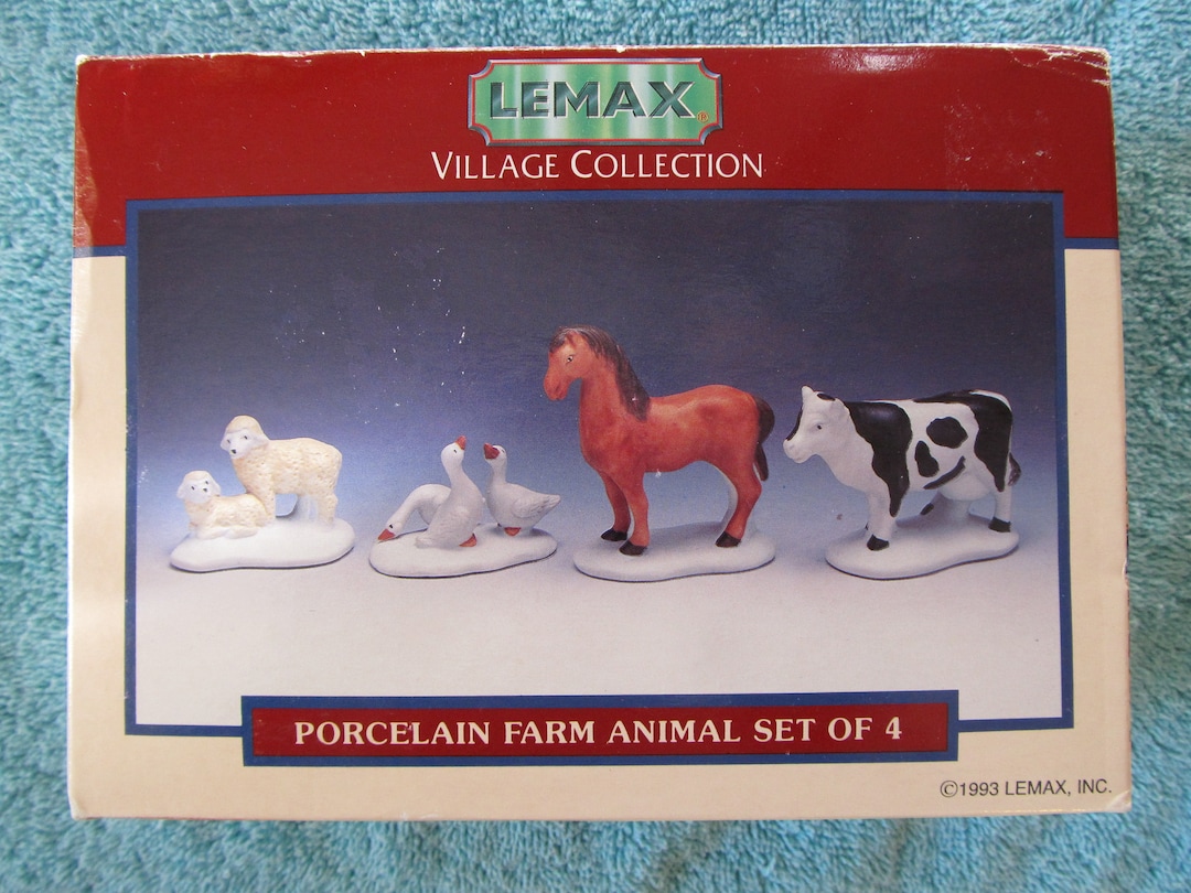 Lemax Village Collection - Porcelain Farm Animal Set of 4 - 1993 - Also ...