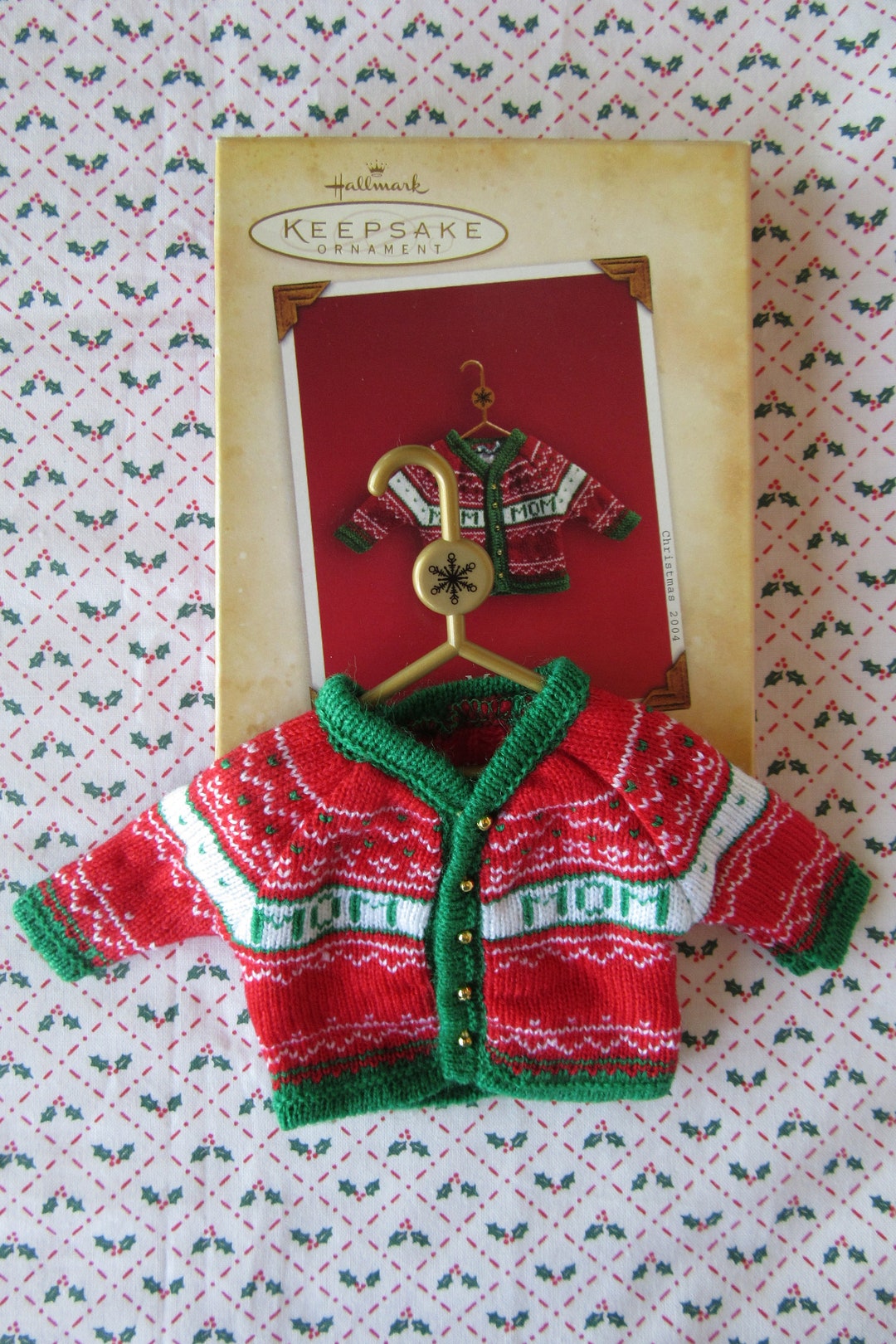 Hallmark Ornament - "mom" Sweater - Christmas, Fabric Knit Ugly Sweater ...